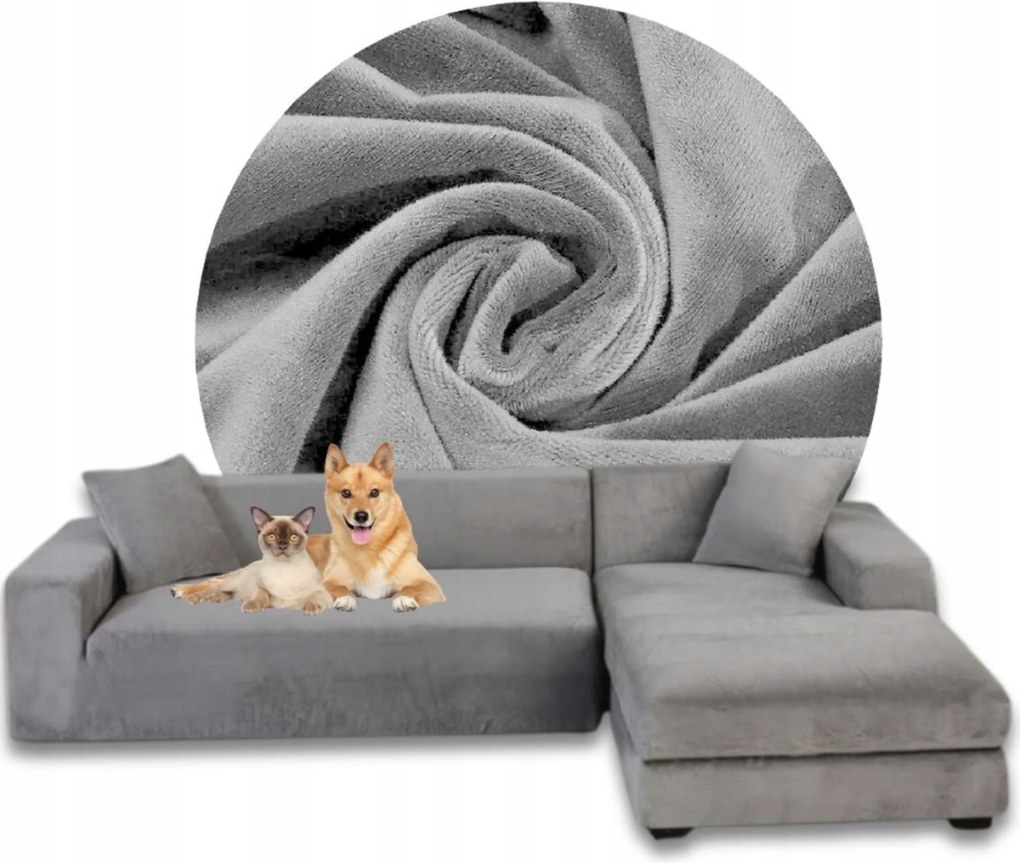 Potah Na Rohovou Pohovku Pohovka Velur Premium Plyš Pravý 2+2OS Oeko-tex