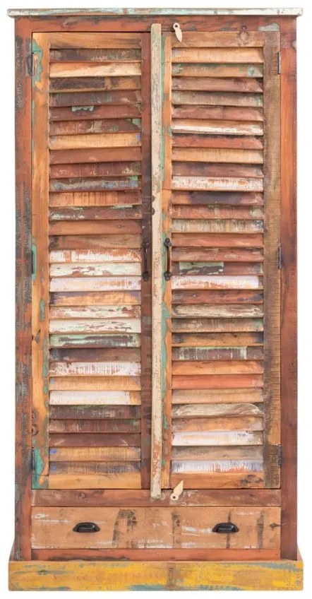 furniture-nabytek.cz - Masivní šatní skříň Westhill z recyklovaného dřeva, lakovaná, vícebarevná – 90×60×180 cm