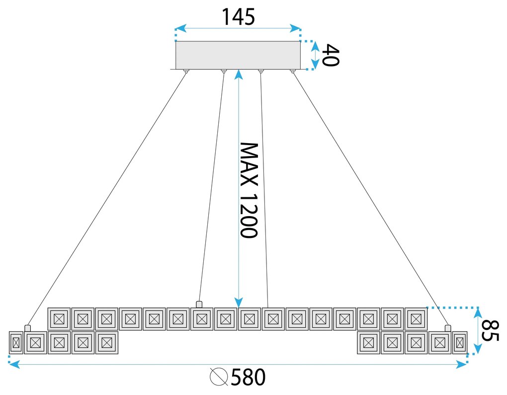 Toolight Toolight, LED závěsné osvětlení 60cm, 45W, 4000K, 2500lm, APP1771-CP, zlatá, OSW-04349