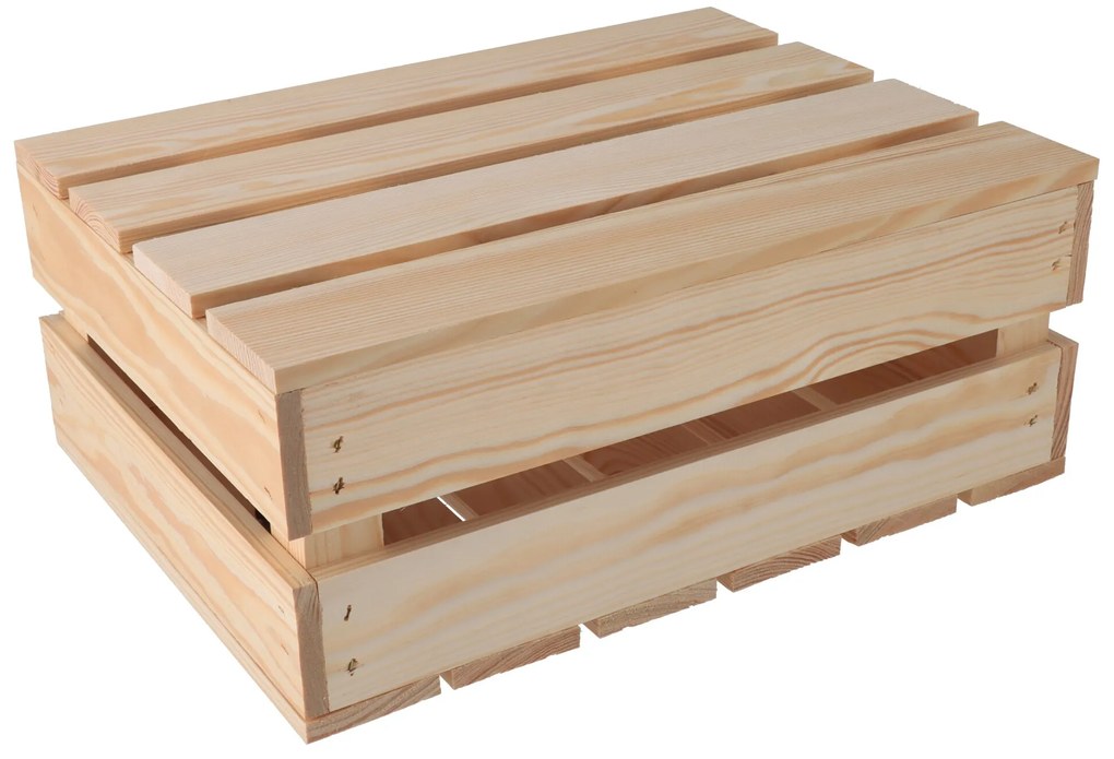 ČistéDřevo Dřevěná bedýnka 40 x 30 x 15 cm - s víkem