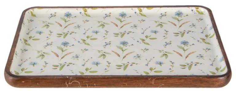 Hnědý dřevěný dekorativní tác s malbou Suze – 30x20x2 cm