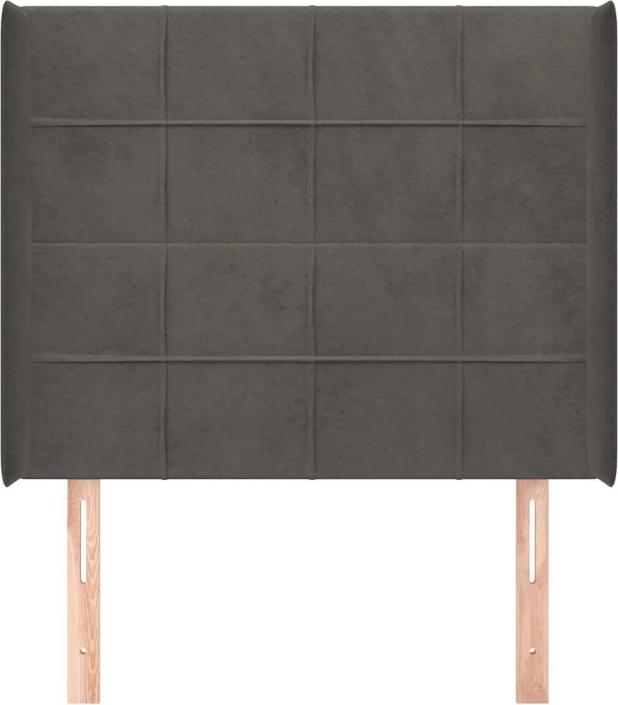 Čelo postele typu ušák tmavě šedé 83x16x118/128 cm samet 3119611