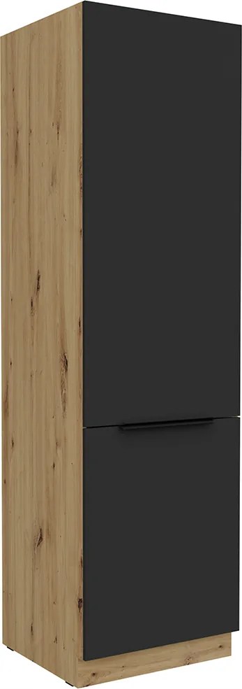 ARIA ac | vysoká skříňka 60 LO-210 2F na vestavnou lednici | 60 cm | ANTI FINGERPRINT povrch | artisan/černá