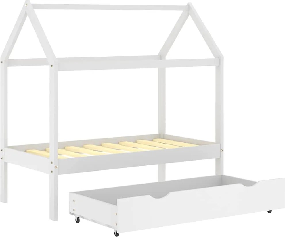 Rám dětské postele se zásuvkou bílý masivní borovice 70x140 cm 322139