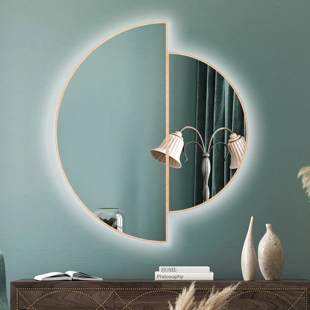 Zrcadlo Naseo Wood LED Rozměr: 80 x 90 cm
