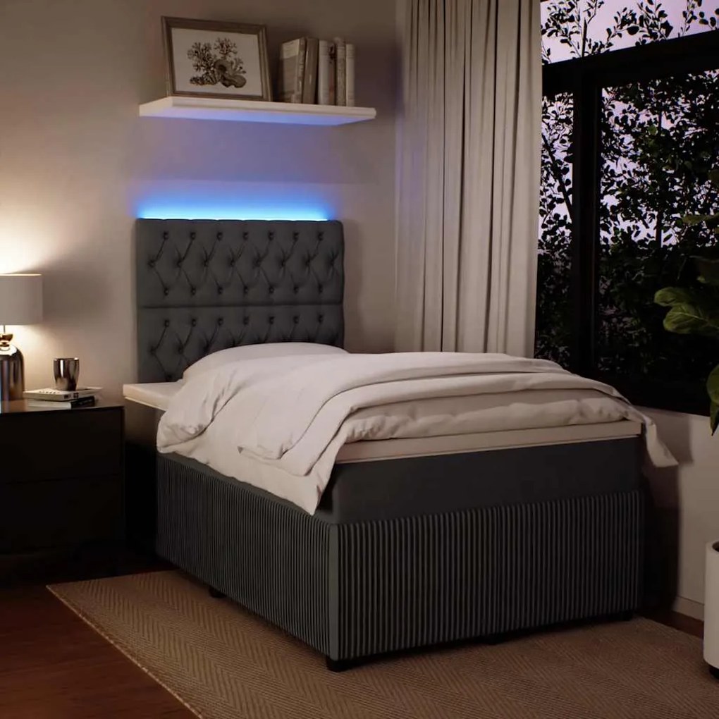 Box spring postel s matrací tmavě šedý 120x190 cm samet 3294593