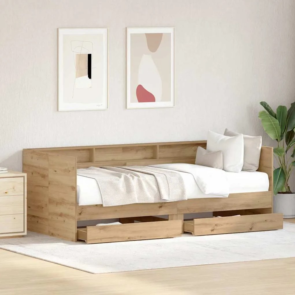 Daybed se zásuvkou Artisanový dub 100 x 200 cm Kompozitní dřevo 3333985