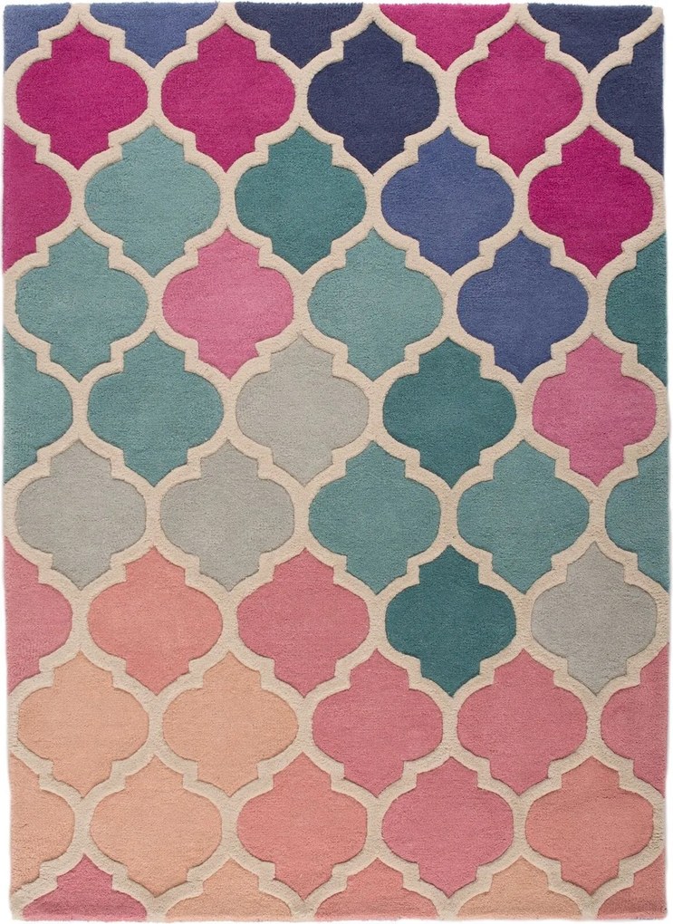 Ručne všívaný kusový koberec Illusion Rosella Pink / Blue, 120x170, viacfarebná, chodba / predsieň, Flair Rugs