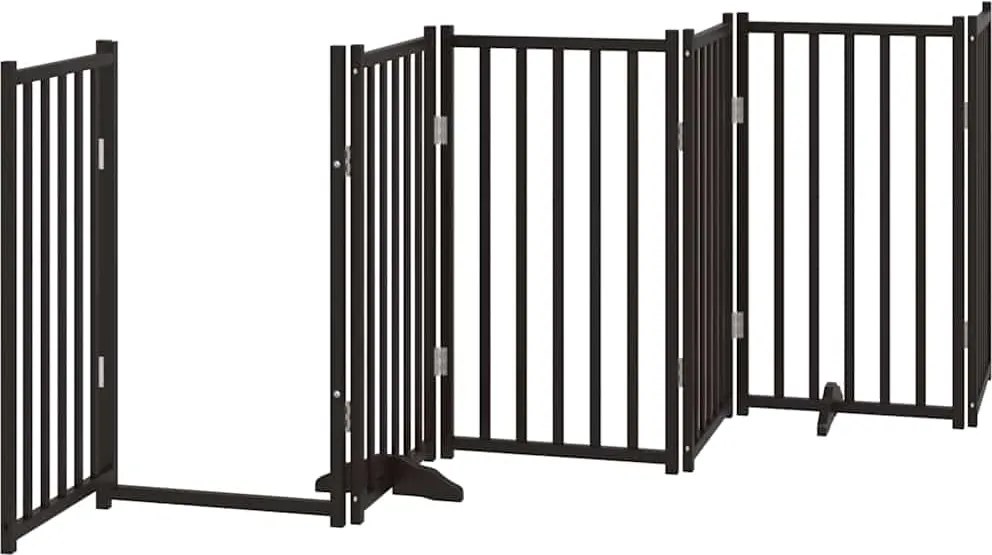 Zábrana pro psy s dvířky skládací 9 panelů černá 450 cm topol 3155712