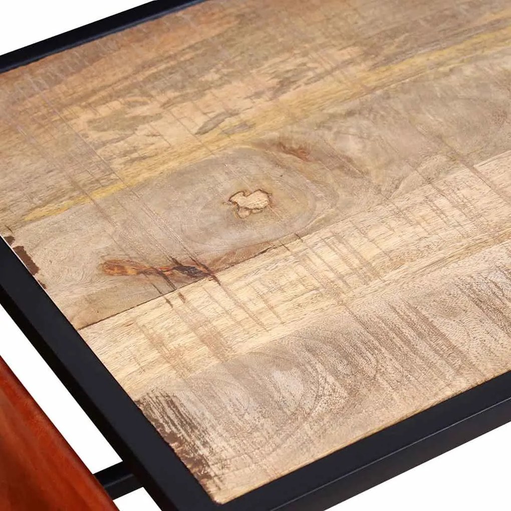 Konferenční stolek + držák na časopisy z pravé kůže 110x50x45cm 244241