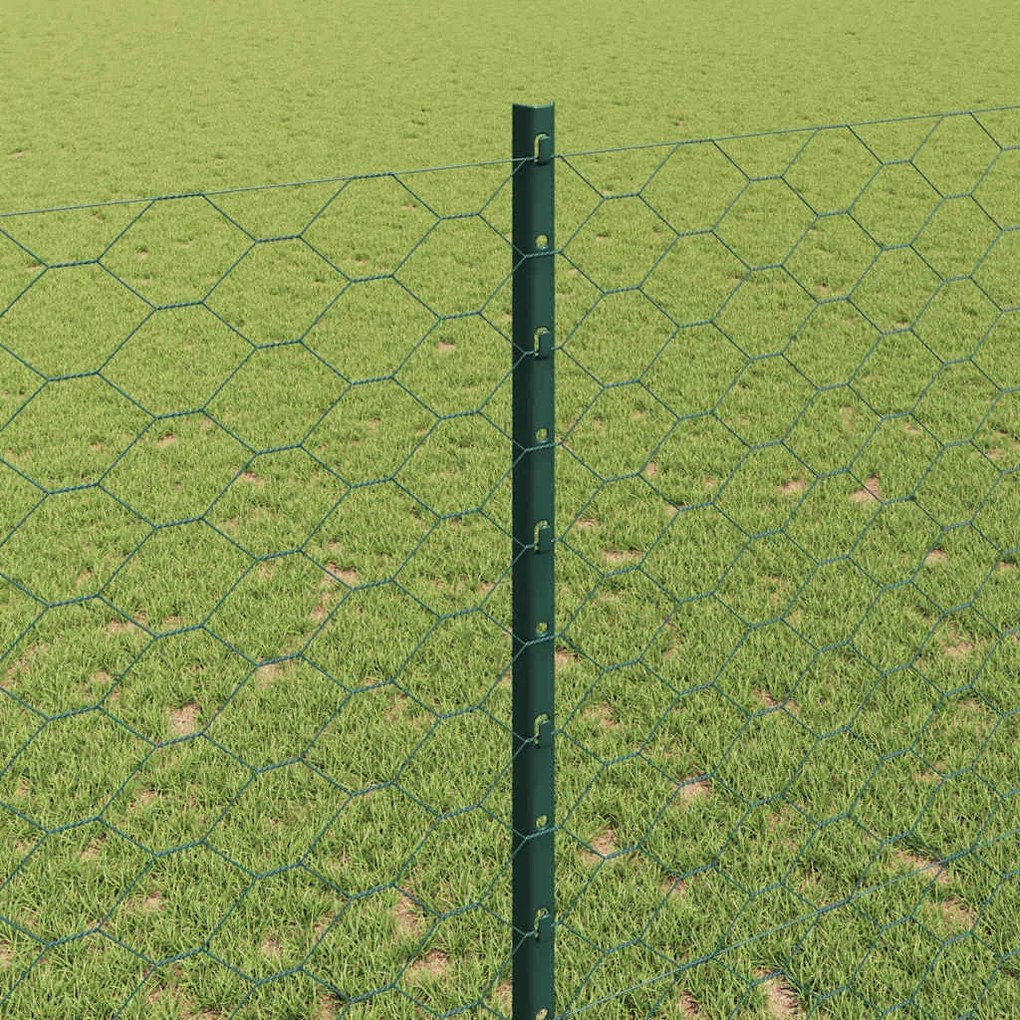 Hexagonální plot s podpěrou 10 x 1,4 m Ocel potažená PVC Zelená 3336691