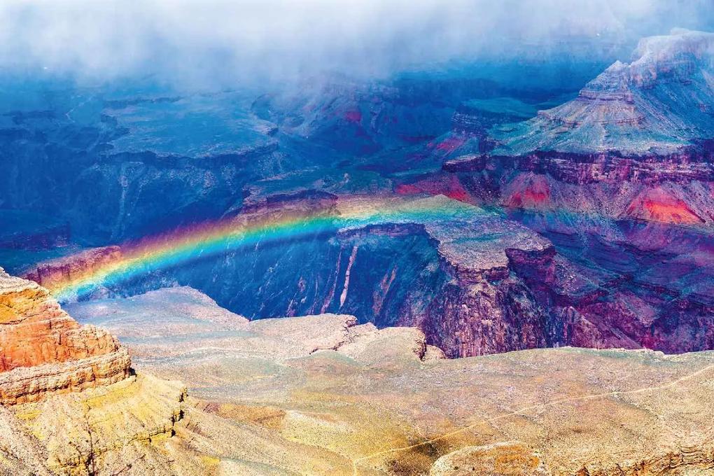 DIMEX | Samolepicí vliesová fototapeta na zeď Duha nad Grand Canyonem MA-5-3022 | 375 x 250 cm | modrá, červená, fialová, žlutá, hnědá