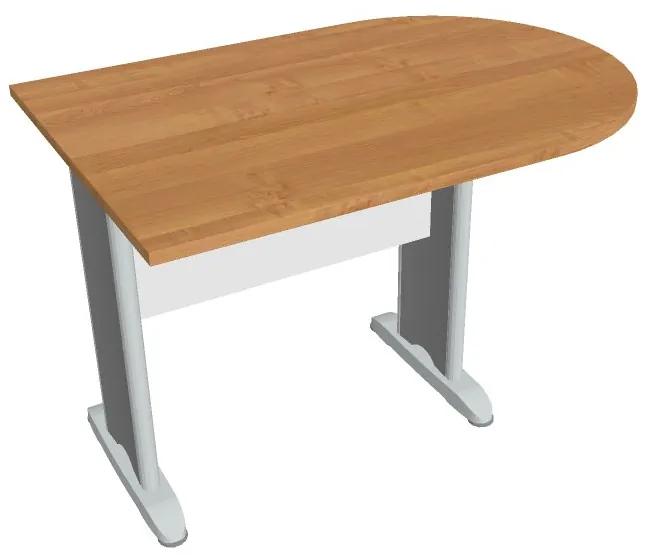 Stůl jednací oblouk 120 cm - Hobis Cross CP 1200 1 Dekor stolové desky: olše, Dekor lamino podnože: bílá, Barva nohou: Stříbrná