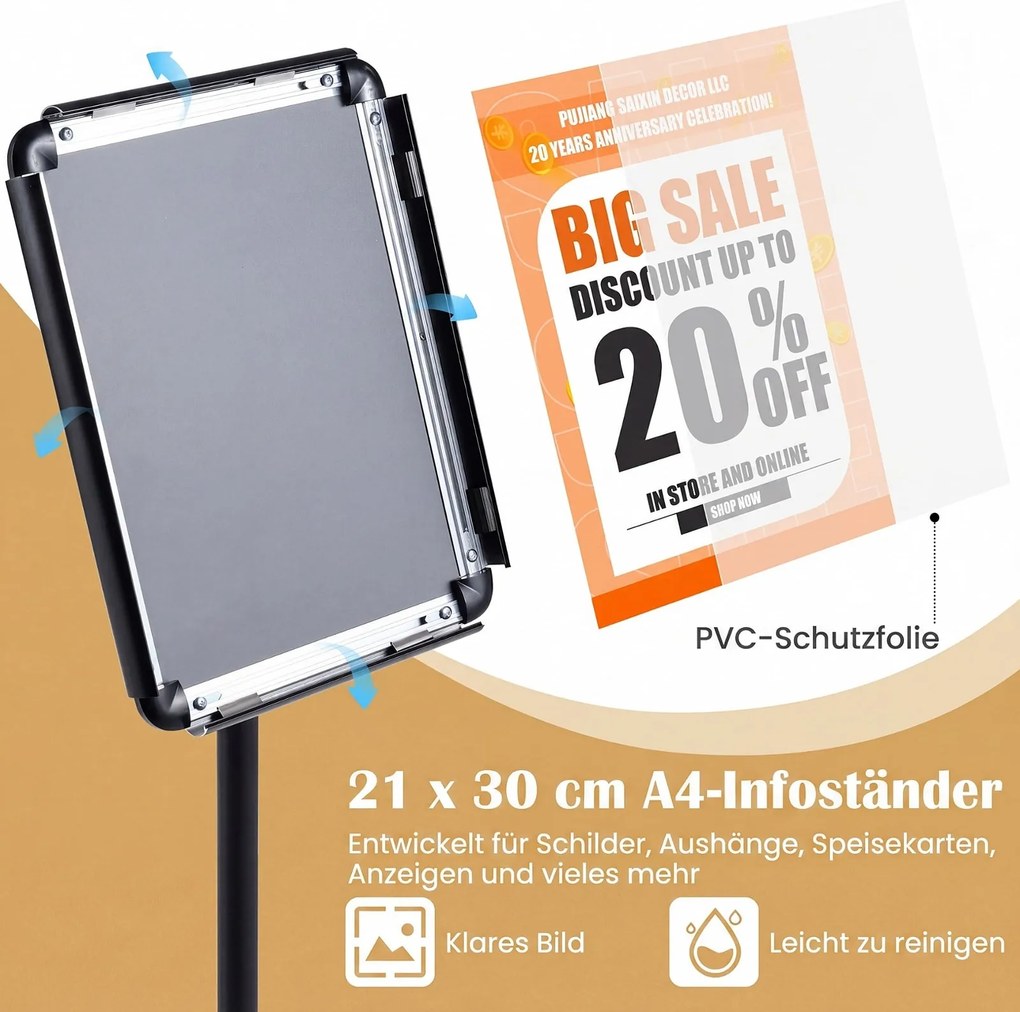 Costway Sada 2 informačních stojanů A4 81–131 cm Výškově