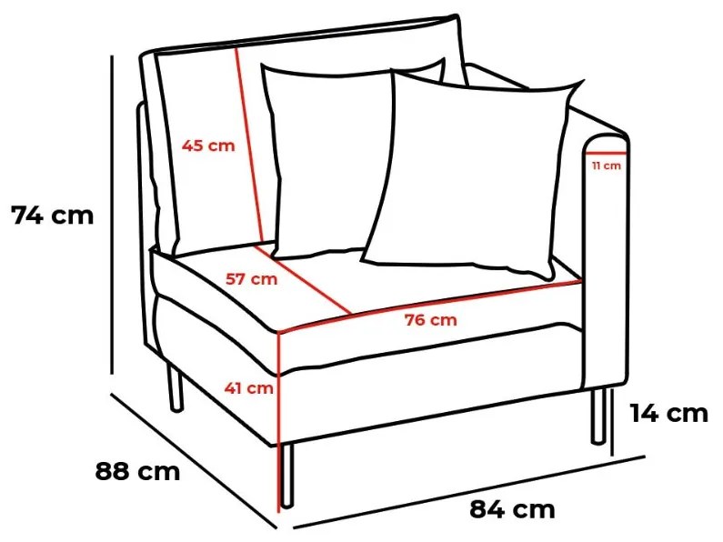 Hannah Home Modulová pohovka MINO šedá 825BLC1724