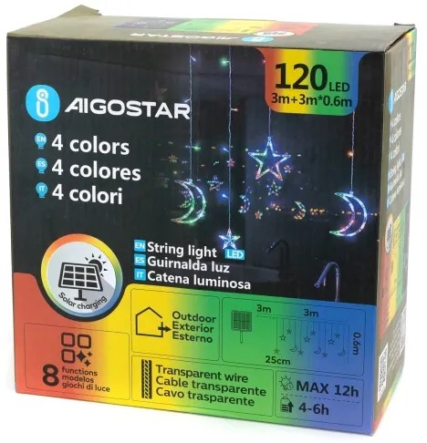 Aigostar - LED RGBY Solární vánoční řetěz 120xLED/8 funkcí 3x0,6m 500 mAh IP65