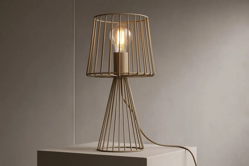 Drátěná stolní lampa Kaja LIVIA 42 cm 1xE27 béžová barva