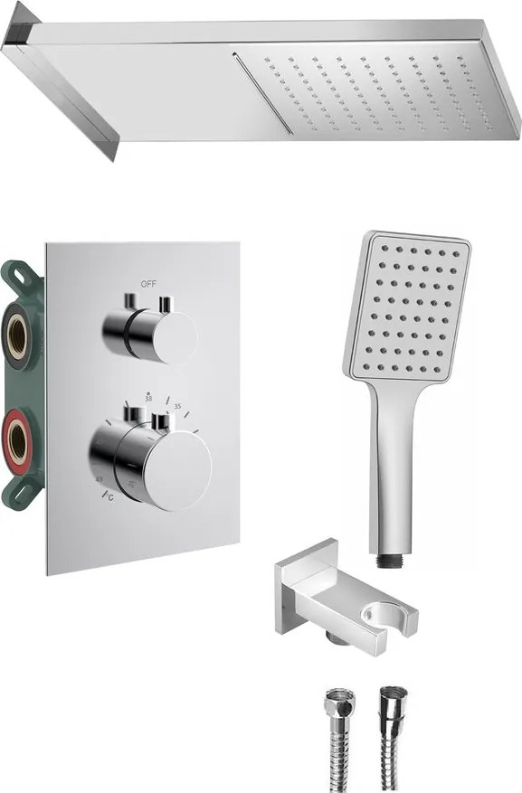 Sapho Sapho, KIMURA podomítkový sprchový set s termostatickou baterií, box, 3 výstupy, chrom, KU683-21