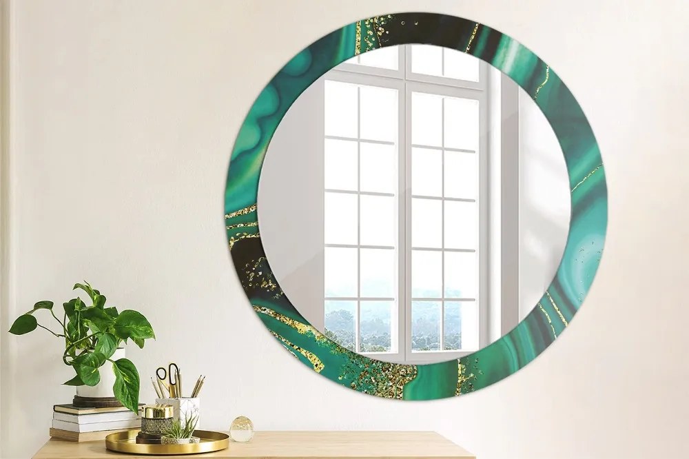 Kulaté dekorativní zrcadlo Emerald marble fi 80 cm