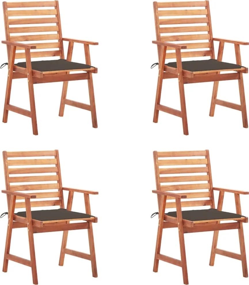 vidaXL Zahradní jídelní židle s poduškami 4 ks masivní akáciové dřevo [3078331] Barva: Zelená