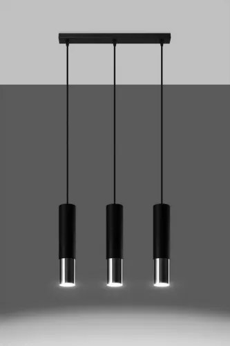 Lustr SOLLUX Loopez 3l GU10 3x40W bez zdroje SL.0942 černá/chrom