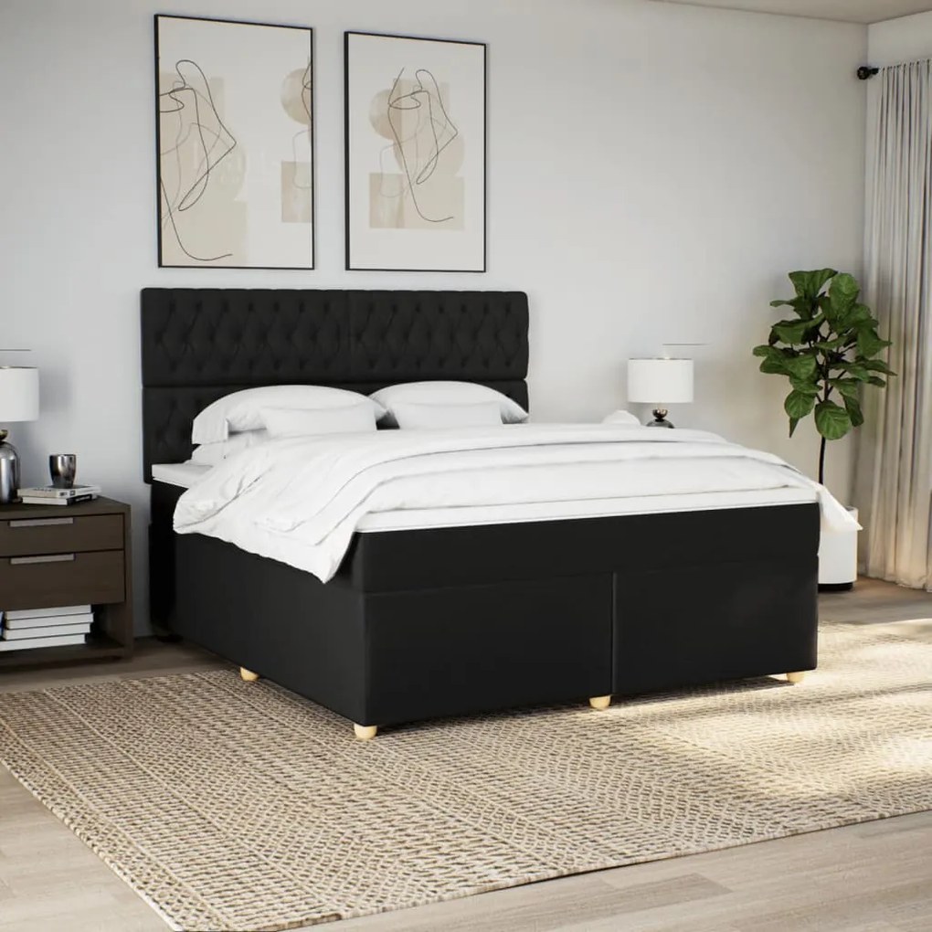 Box spring postel s matrací černá 180x200 cm textil 3291368