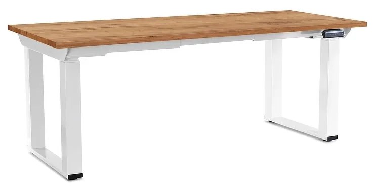 Výškově nastavitelný stůl OfficeTech Strong 180 x 80 cm, bílá podnož, dub kraft