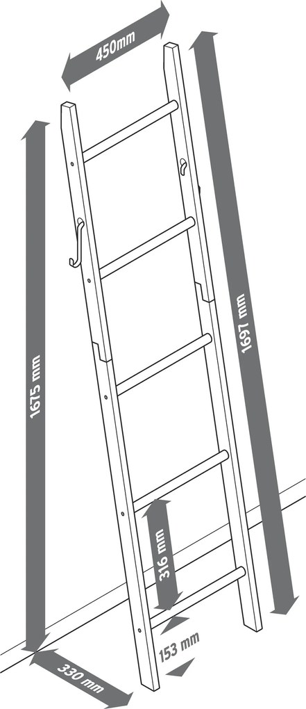 Tchibo - Žebříkový regál z dubového dřeva - barva: hnědá