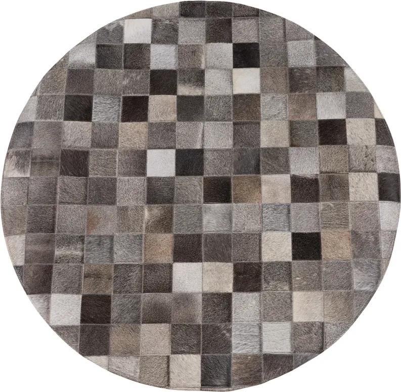 Šedý patchwork koberec z hovězí kůže ø 140 cm - BERGAMA