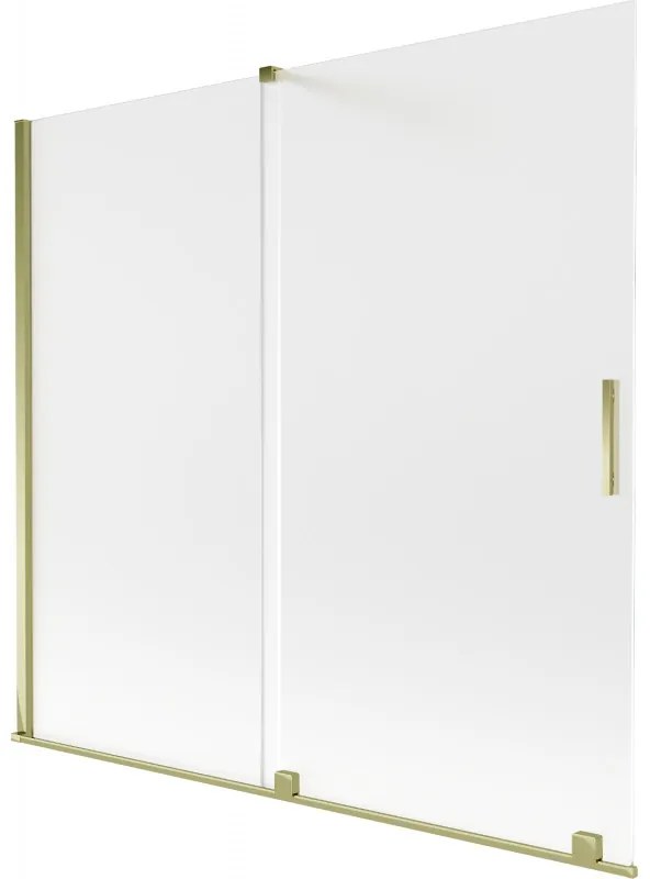 Mexen Velar, 2-křídlová posuvná vanová zástěna 170 x 150 cm, 8mm sklo námraza, zlatá lesklá, 896-170-000-31-50
