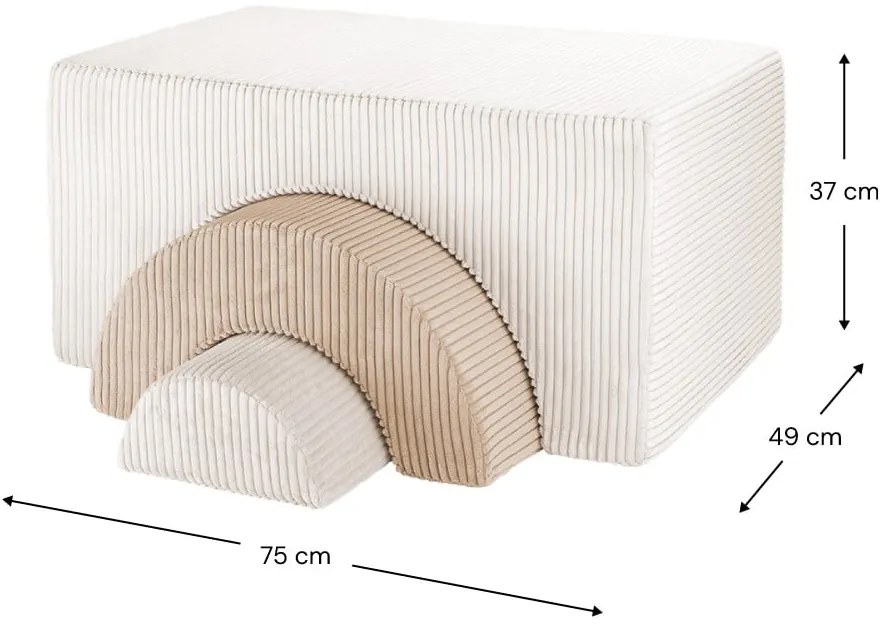Krémové manšestrové pěnové hřiště 75x49x37 cm Rainbow Montessori – Wigiwama