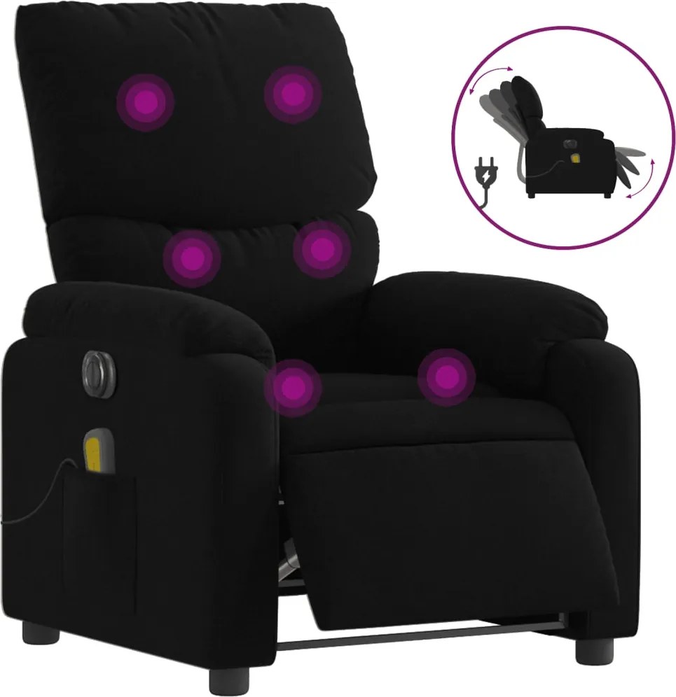 Elektrické masážní polohovací křeslo černé textil 3204814