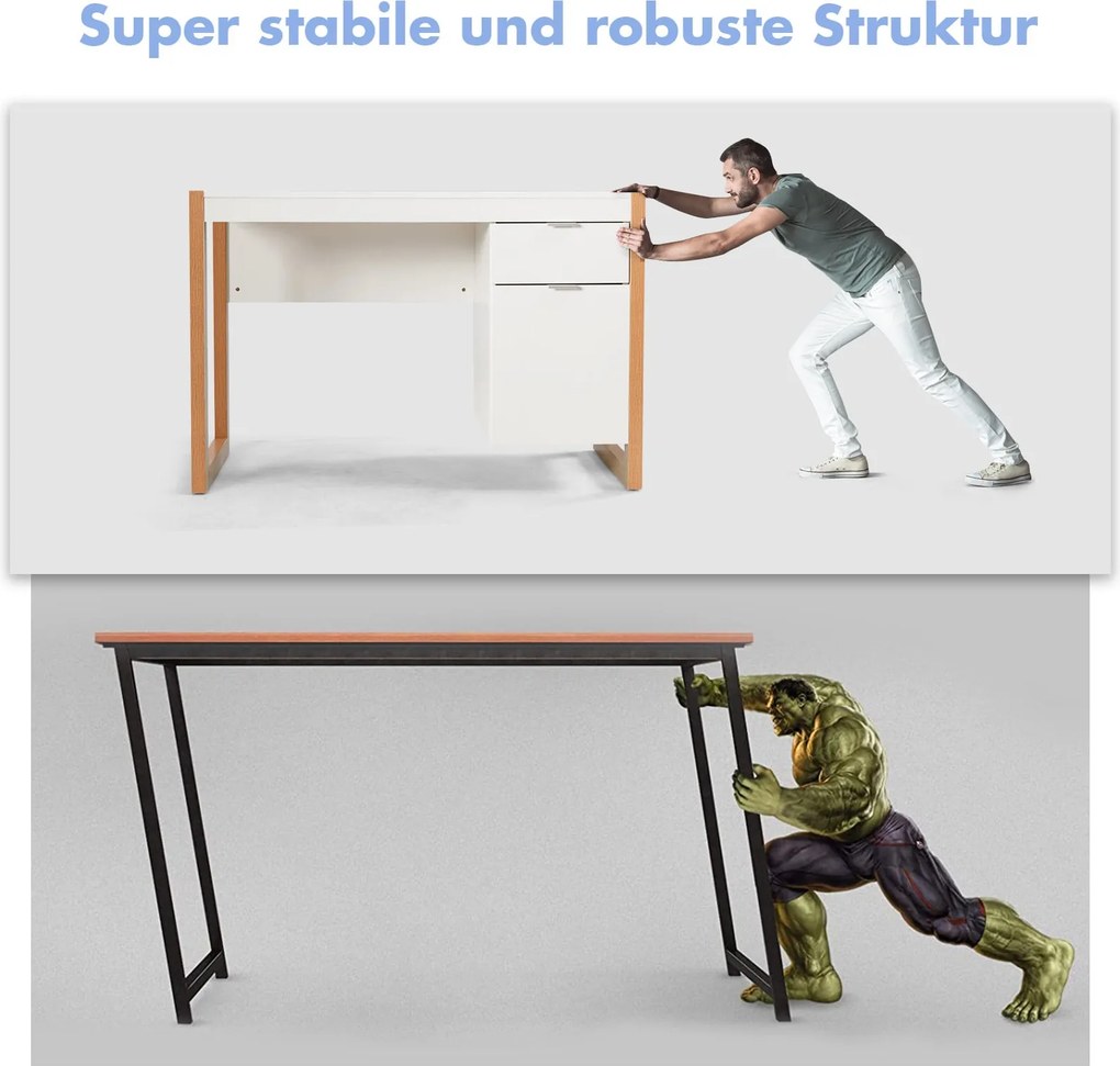 Costway Moderní počítačový stůl s úložnou skříňkou – 112,5 × 50 × 75 cm