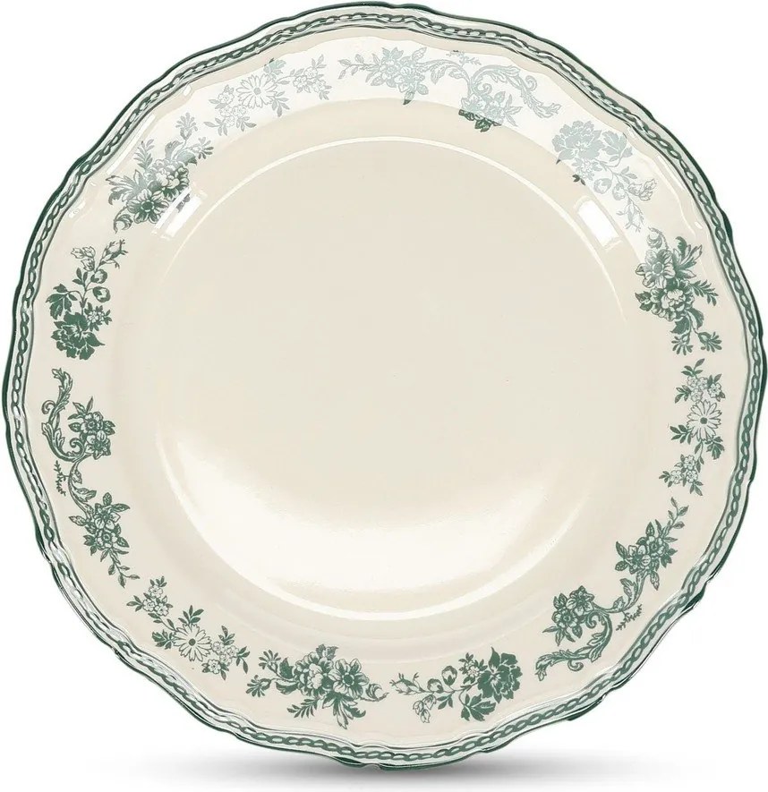 Zelený/slonovinový porcelánový talíř ø 27 cm Cyril – S|P Collection