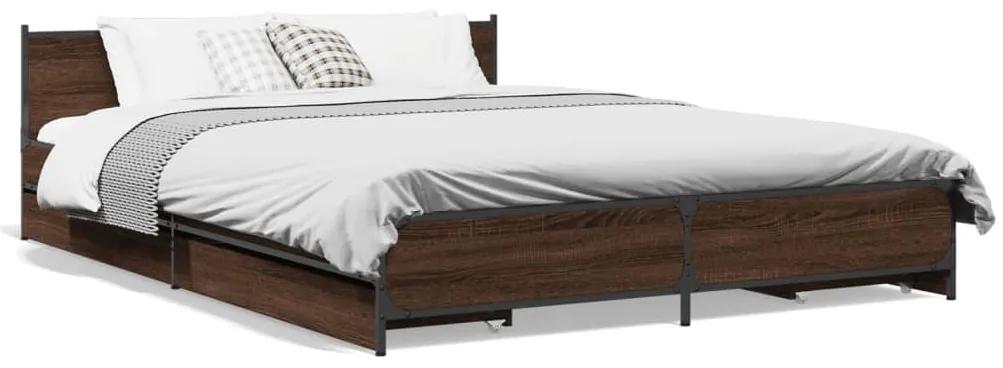 Rám postele se zásuvkami hnědý dub 160x200 cm kompozitní dřevo,  3279926