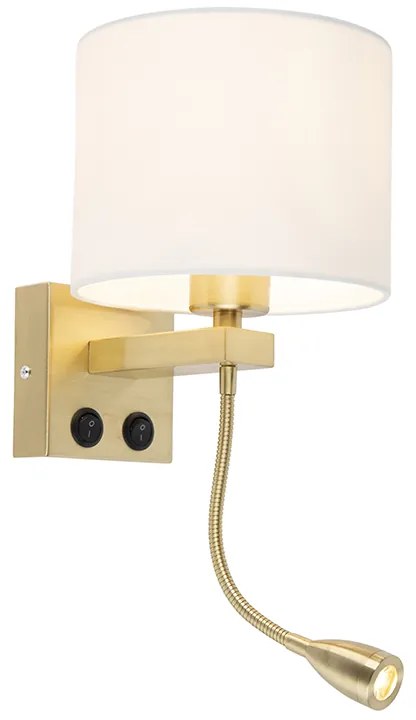 Chytrá nástěnná lampa zlatá s bílým stínítkem vč. Wifi A60 - Brescia
