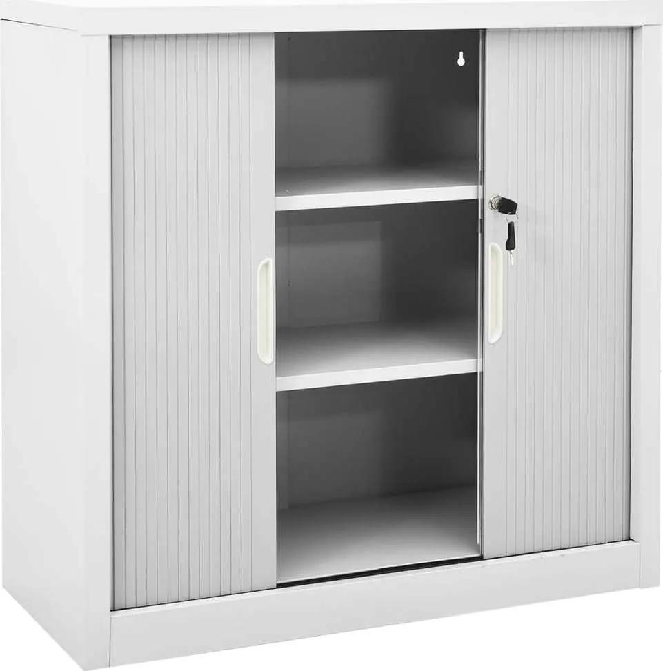 vidaXL Skříň s posuvnými dveřmi 90 x 40 x 90 cm ocel [336430] Barva: Bílá