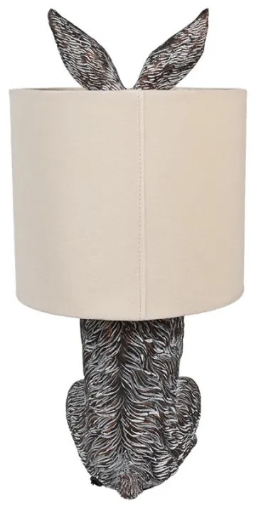 Hnědobílá stolní lampa králík s béžovým stínidlem Konijn – 20x43 cm