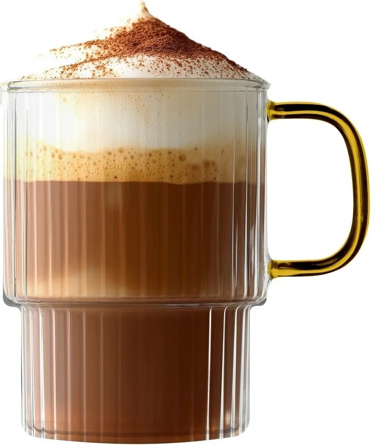 Žluté skleněné hrnky v sadě 2 ks na cappuccino 350 ml Livio – Vialli Design