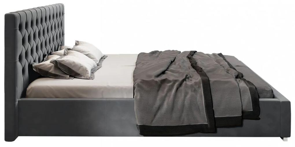 Goleto Čalouněná postel Katalonia 140 x 200 cm sametová | tmavě šedá