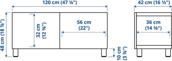 BESTÅ TV stolek s dvířky, bílá Björköviken/Mejarp/bříza dýha, 120x42x48 cm