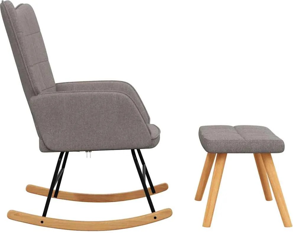 Houpací křeslo se stoličkou taupe textil 328027