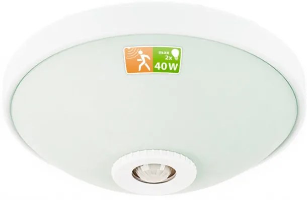 ECOLIGHT LED stropní svítidlo 2xE27 s pohybovým senzorem - sklo