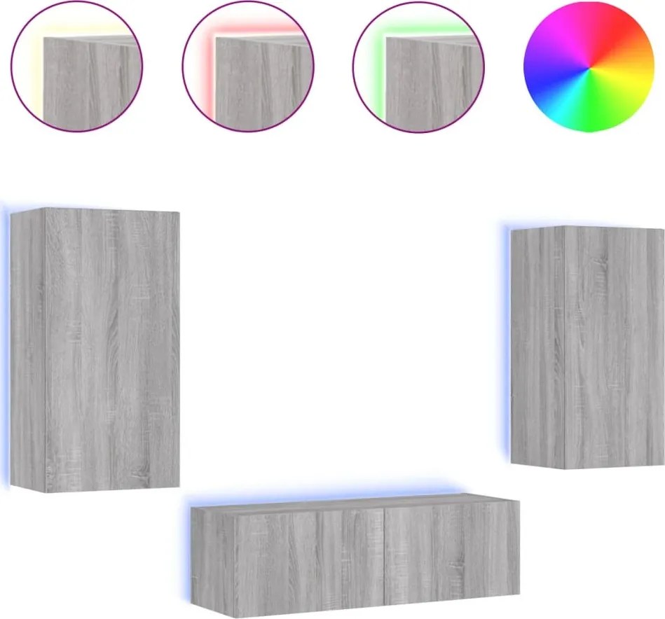 vidaXL 3dílná obývací stěna s LED osvětlením [3216879] Barva: dub sonoma