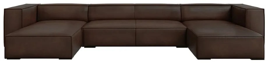 Tmavě hnědá kožená rohová pohovka (do "U") Madame – Windsor & Co Sofas
