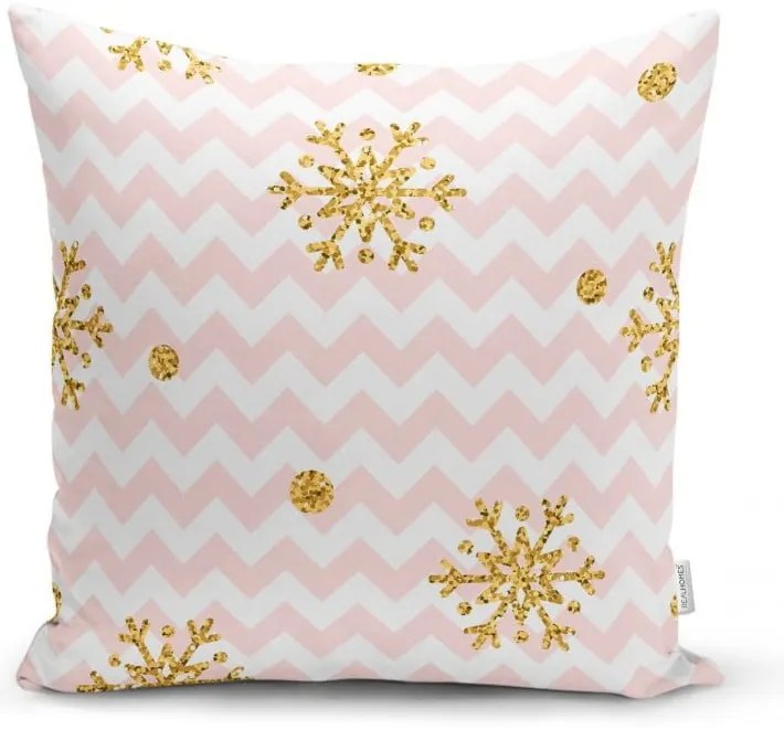 Vánoční povlak na polštář Minimalist Cushion Covers Golden Snowflakes, 42 x 42 cm
