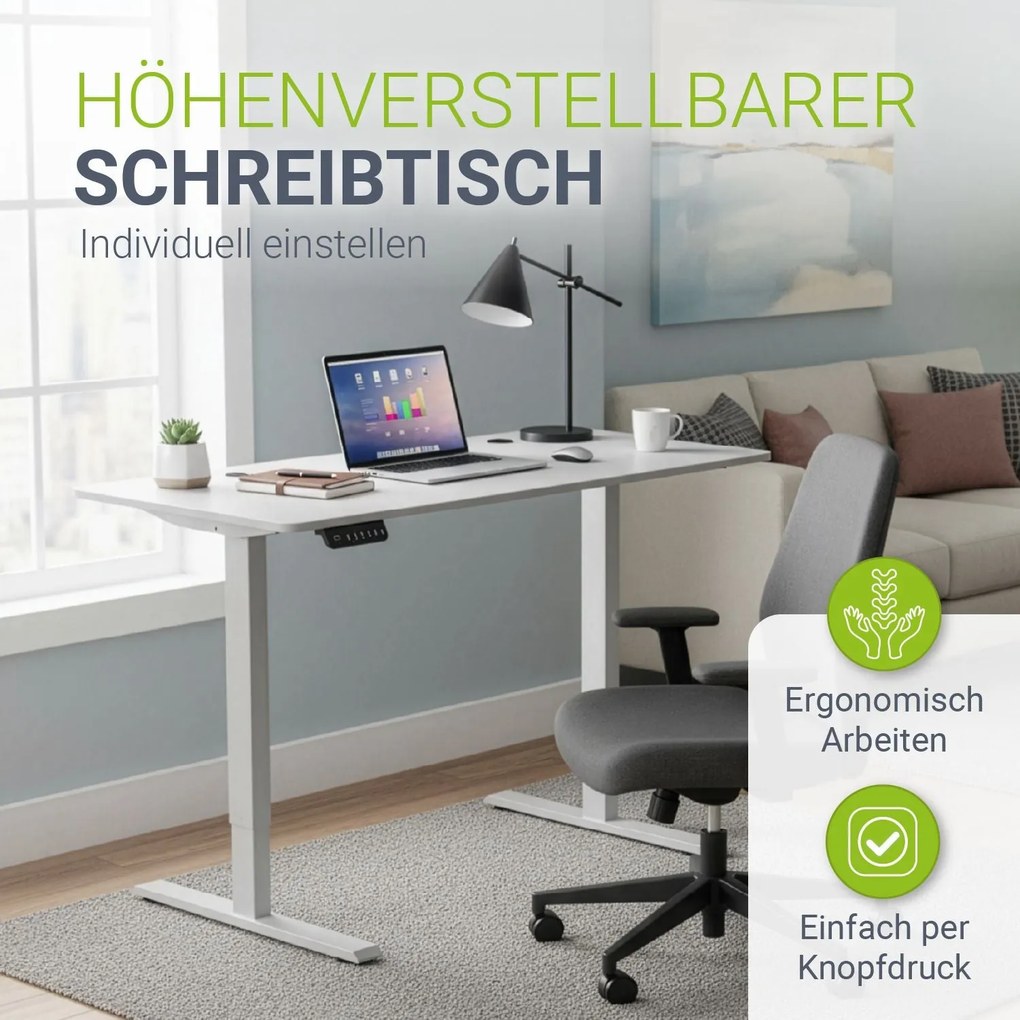 Juskys Elektricky výškově nastavitelný stůl Office Stand Barva: černá, Velikost: 120 × 60 cm