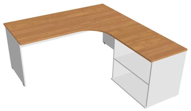 Sestava stolu a skříně levá 180 cm - Hobis Gate GE 1800 60 H L Dekor stolové desky: olše, Dekor lamino podnože: bílá