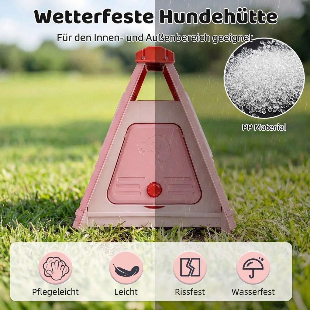Costway Venkovní psí bouda s odvětrávacími okny skládací plastová Dog House Dog