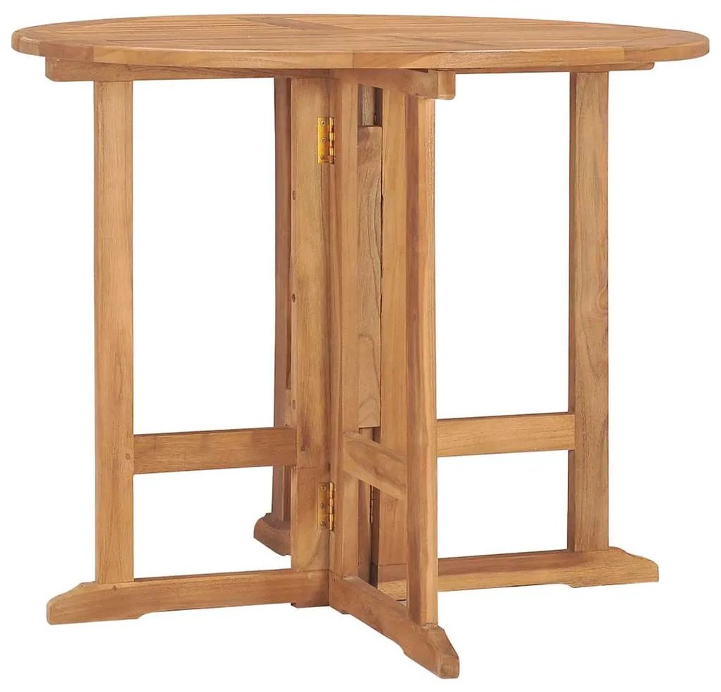 Skládací zahradní jídelní stůl Ø 90 x 75 cm masivní teak 315446